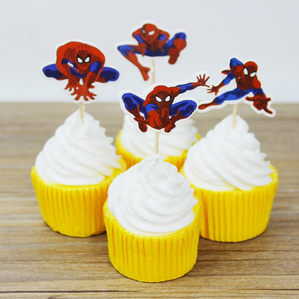 Winrase® Pack of 24 Cute Spider-Man Kids Party Decoration Paper Cupcake ...