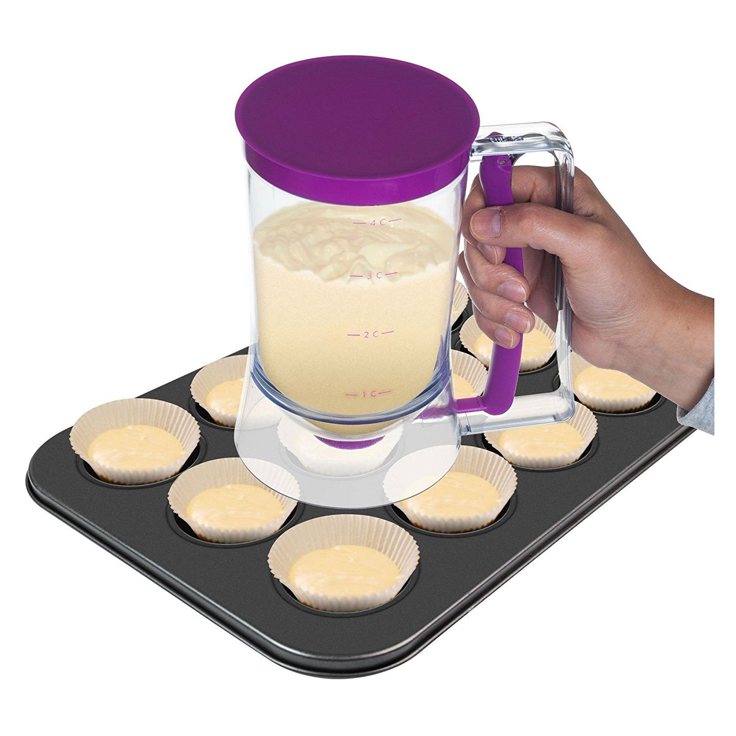 Chef Buddy Plastic Cup Cake Pancake Crepe Batter Dispenser Holds 4 Cups ...