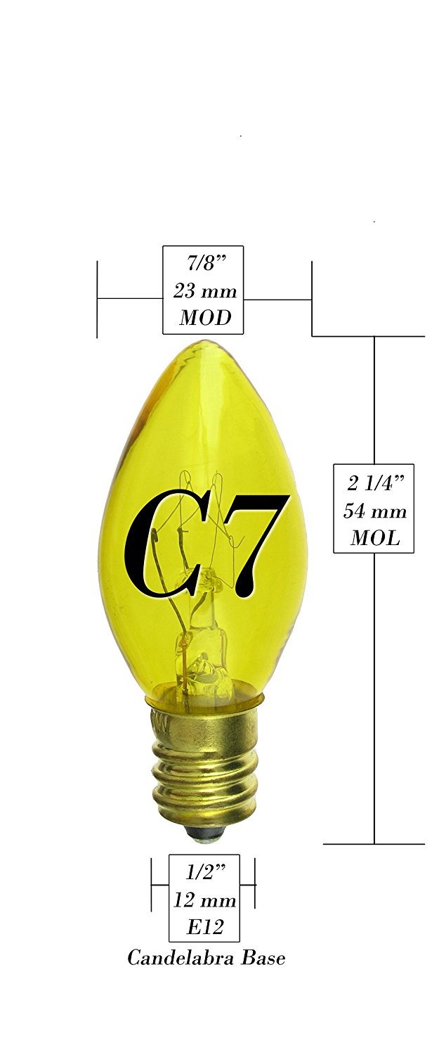 7 Watt C7 Transparent Outdoor Patio Party Christmas Novelty Replacement ...