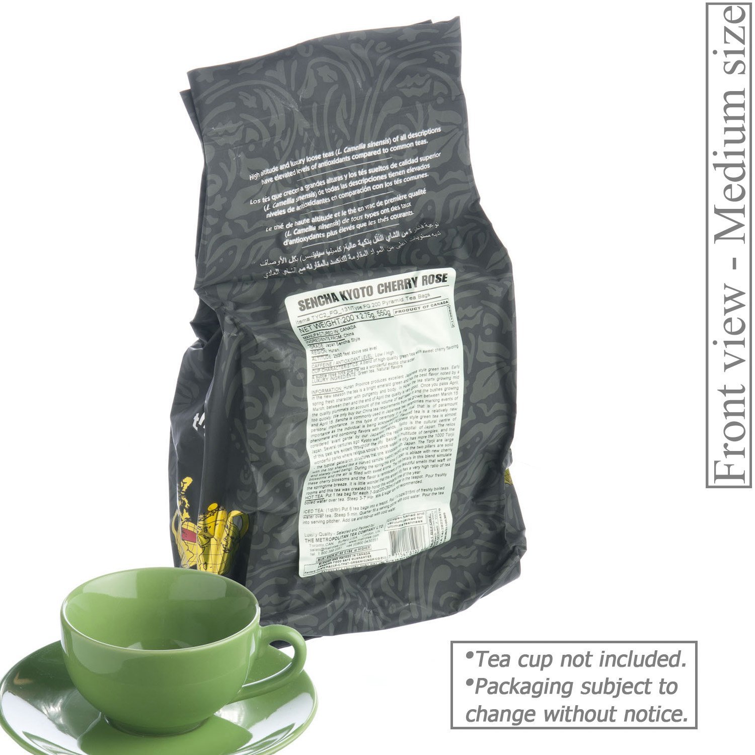 Metropolitan Tea 200 Count Pyramid Shaped Teabags, Sencha Kyoto Cherry ...