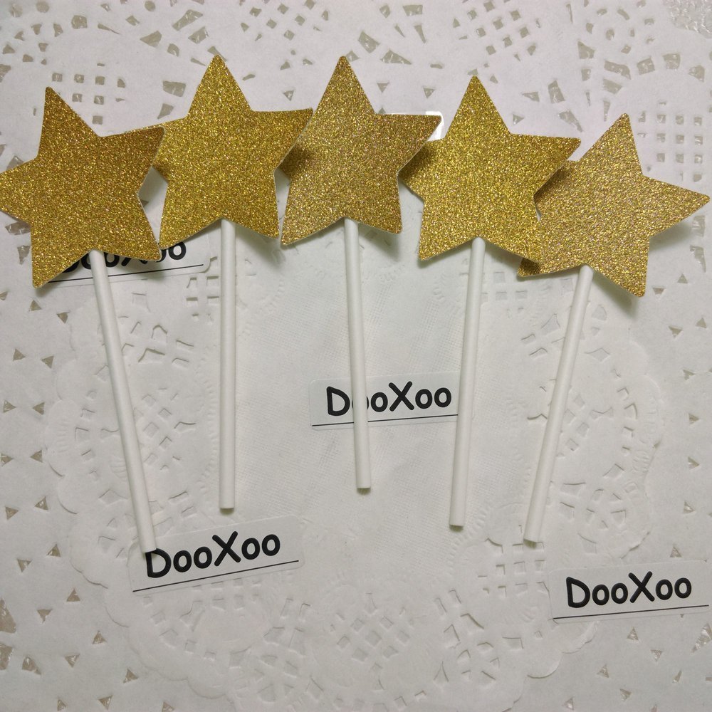 DOOXOO Gold Star Cupcake Toppers Twinkle Little Star Party StarPaper ...