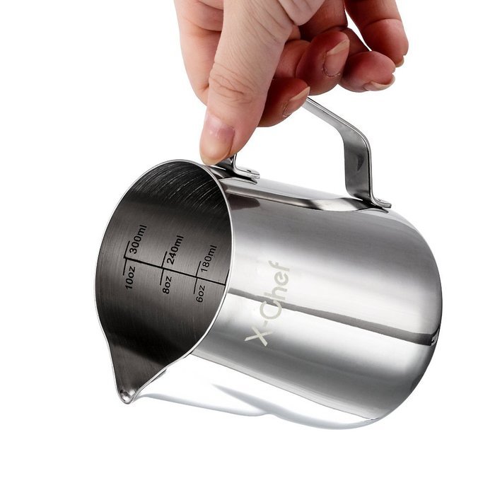 Frothing Pitcher, X-Chef Stainless Steel Milk Pitcher Latte Art Jug 10 ...
