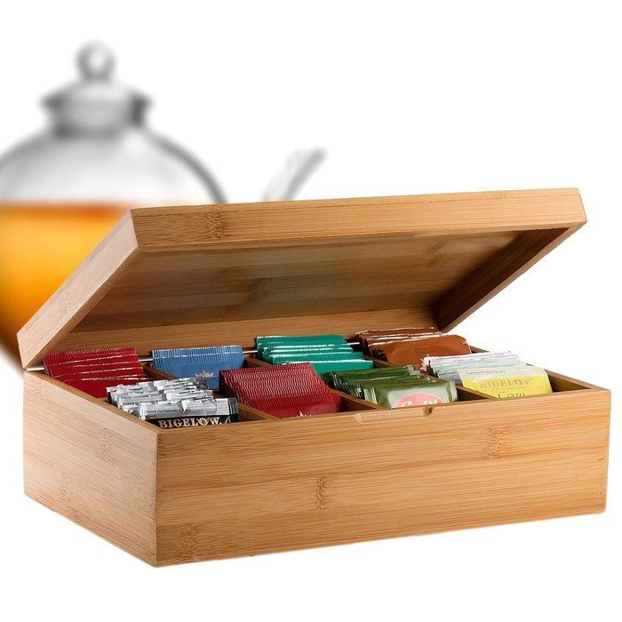 Bambüsi by Belmint 8-Compartment Tea Storage Box with Hinged Lid ...