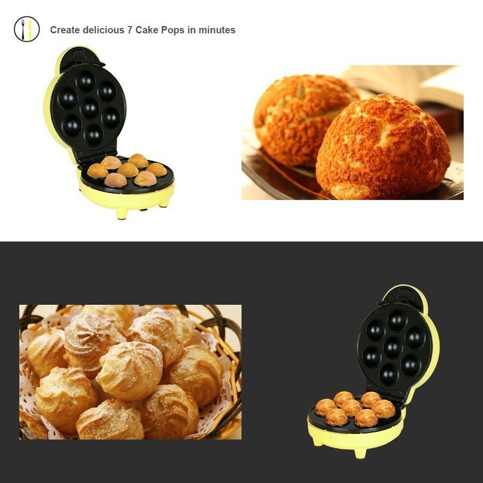 ZZ PM270-Y Pop Cake Maker with 7 Cake Pop Capacity, Yellow free image ...