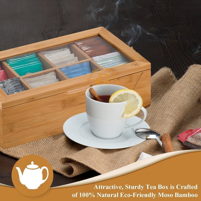 Bambüsi by Belmint 8-Compartment Tea Storage Box with Hinged Lid ...