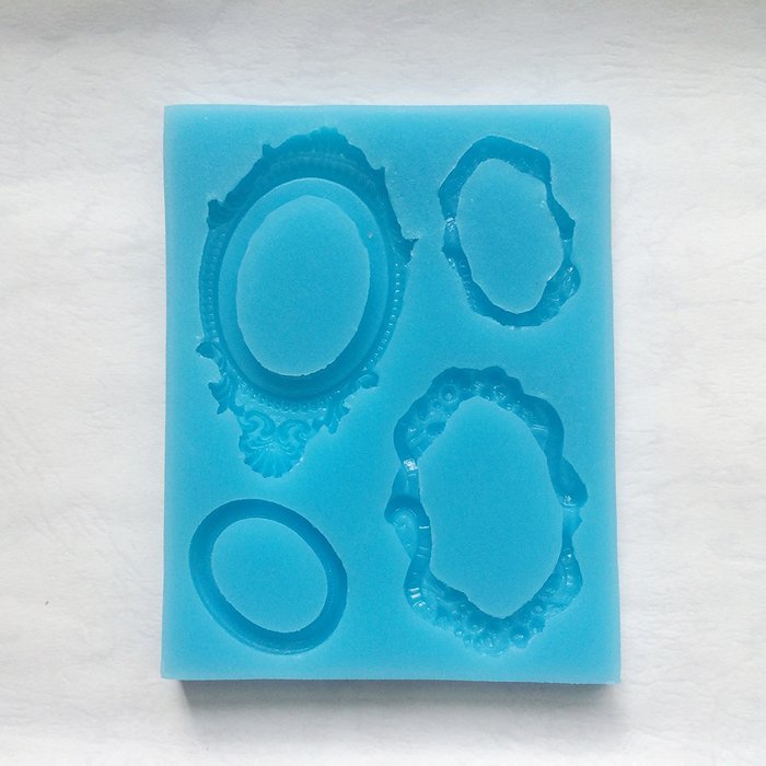 Funshowcase Sugarcraft Vintage Oval Mirror Frames Silicone Mold N5 free ...