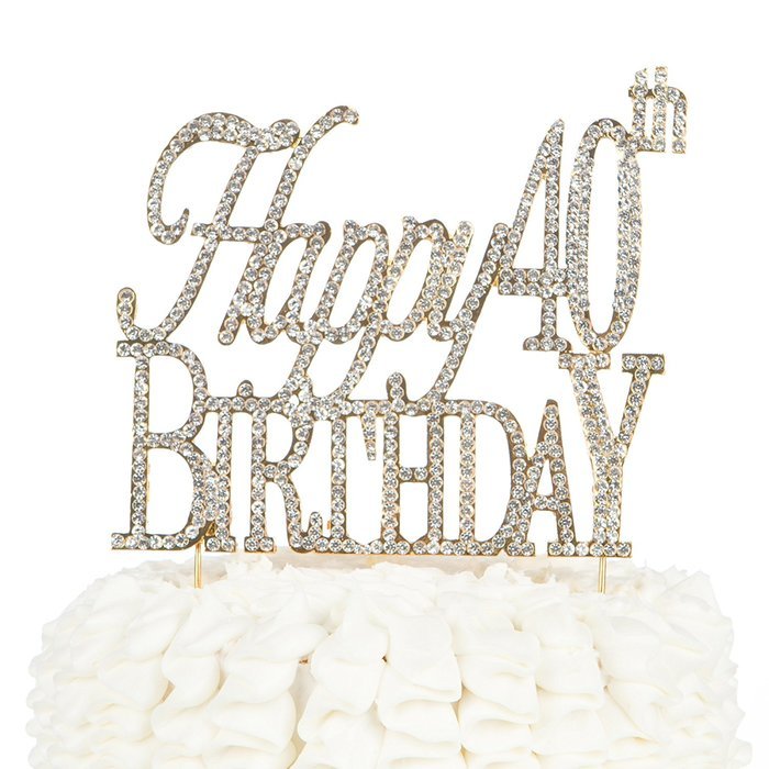 40 & Fabulous Cake Topper for 40th Birthday Silver Metal Party ...