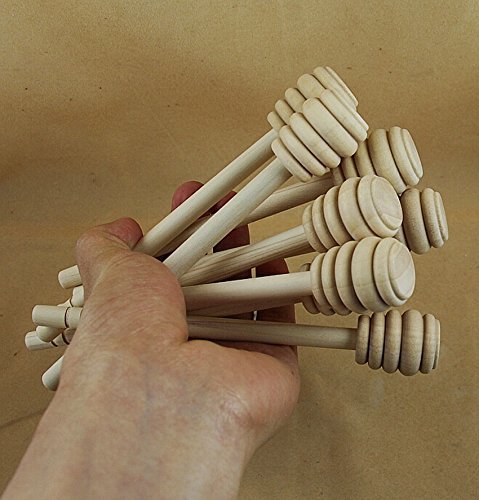 Pack of 50 Pieces 6 Inch Wood Honey Dipper tick Spoon Dip Drizzler ...