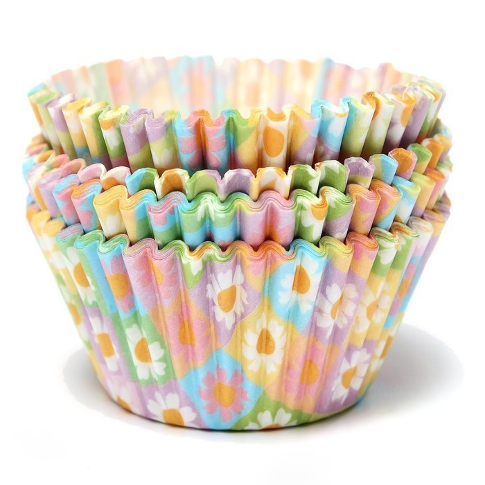 100Pcs Colorful Flower Pattern Paper Cupcake Cake Muffin Cup Mold Cases ...