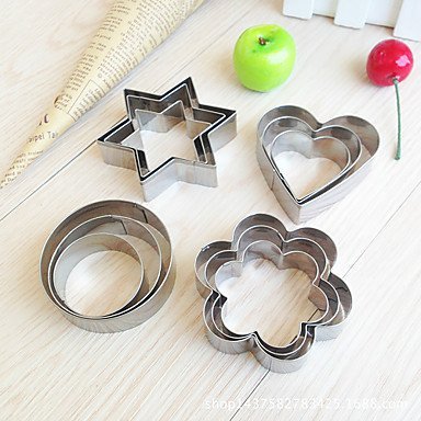 Y&XL&H 12pc stainless steel cookie cutter round stars heart flower shaped biscuits mold for DIY ...