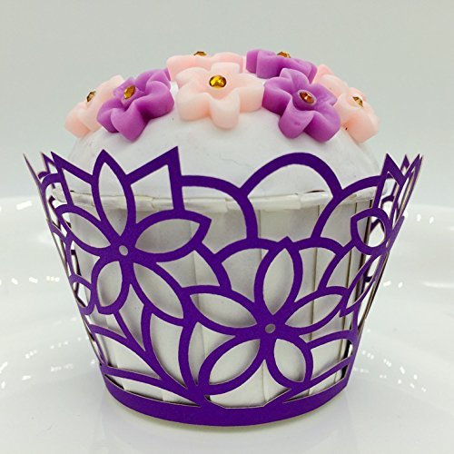 CozyT 50 PACK Flowers Design Cupcake Wrappers Artistic Bake Cake Paper ...