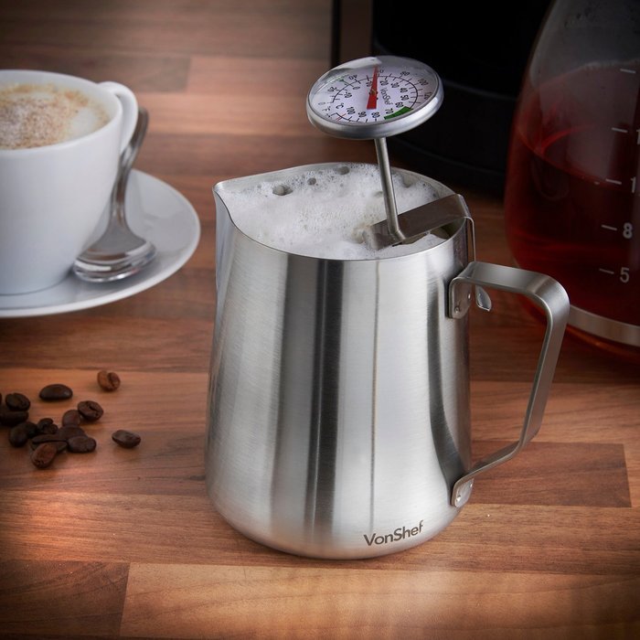 VonShef Stainless Steel Milk Pitcher Suitable for Coffee, Latte ...