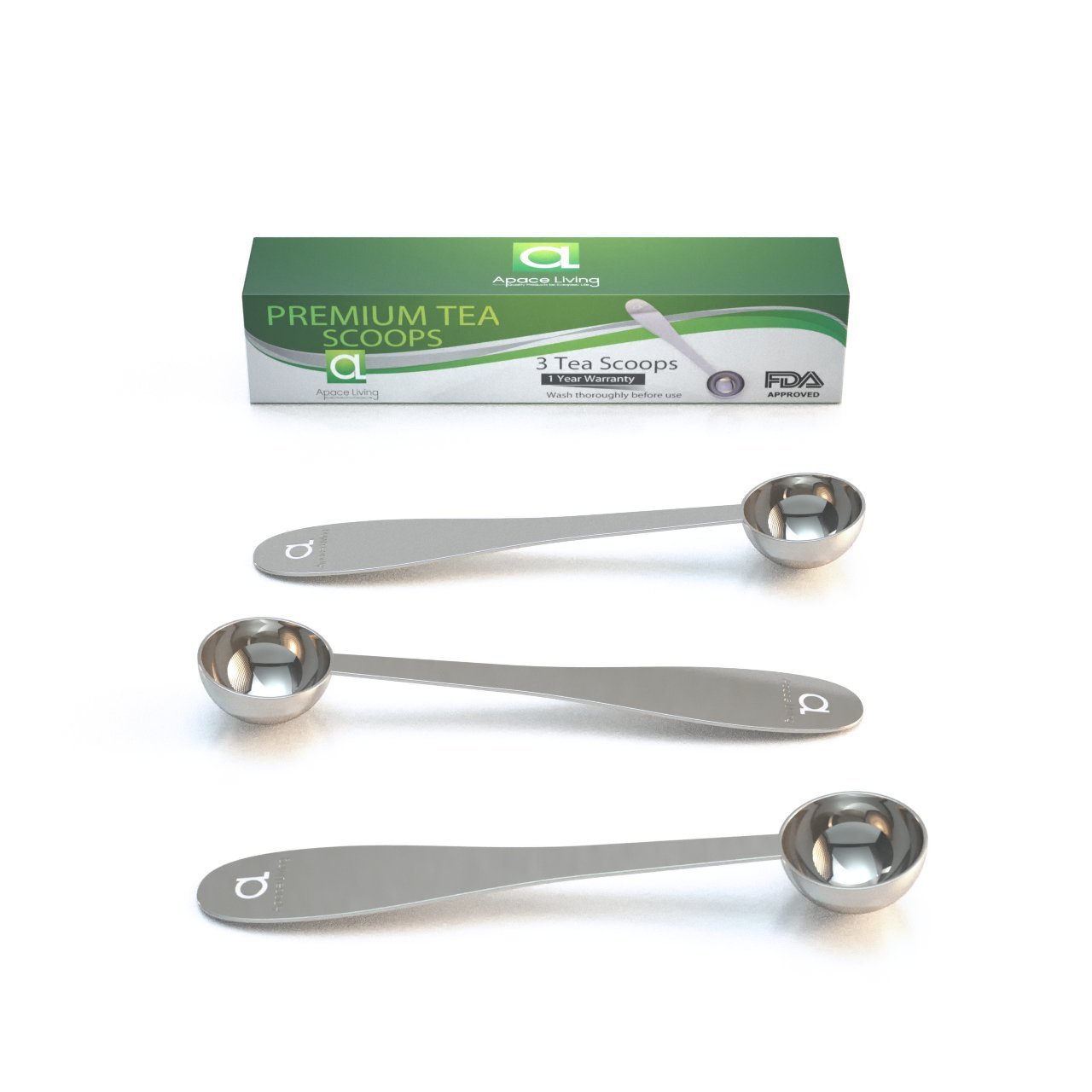 Tea Scoop (Set of 3) - Premium Stainless Steel Measuring Spoons for ...
