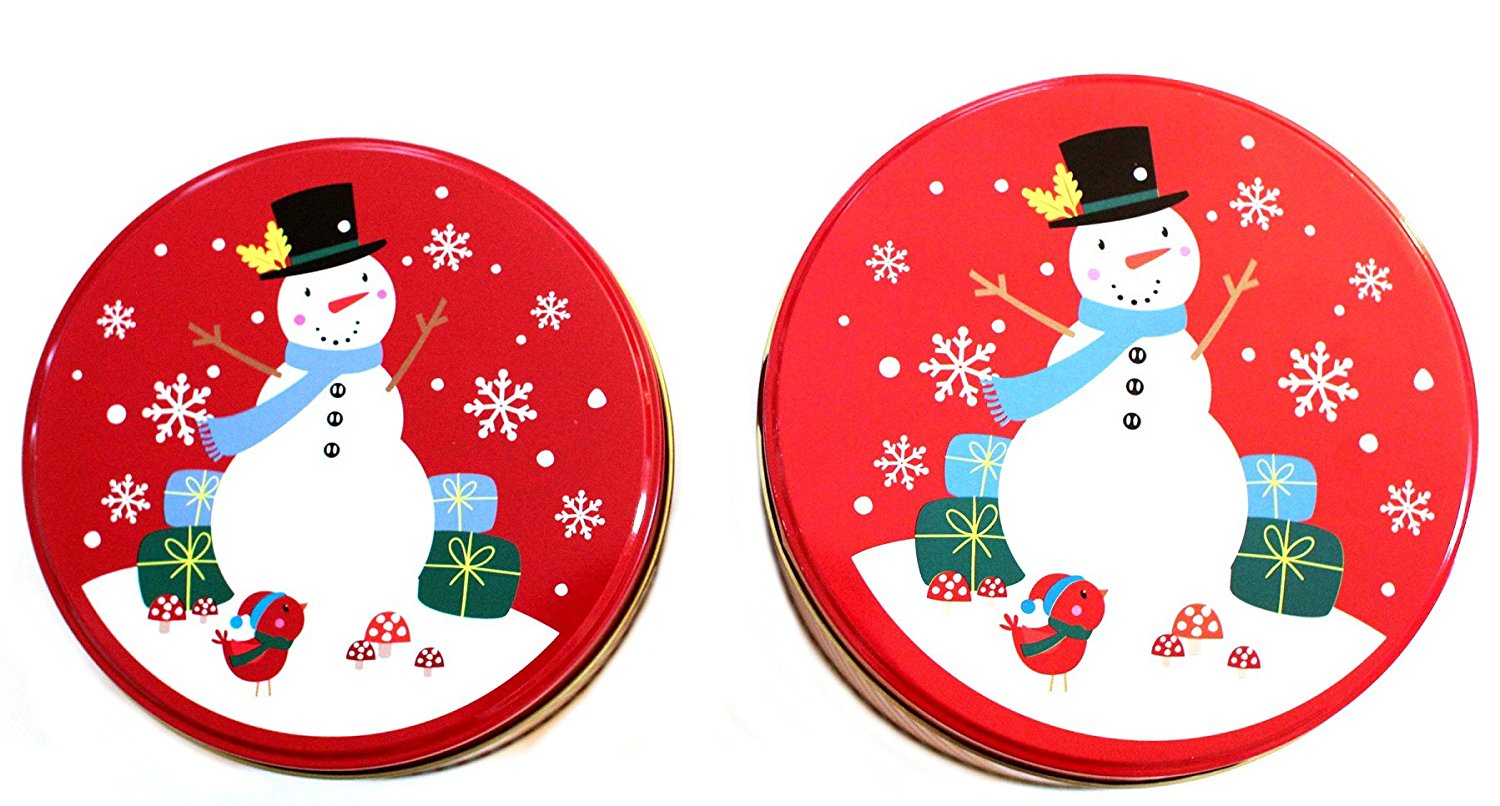 Christmas Holiday Round Nesting Cookie Gift Tins - Set of 2 - 6.5" x 3 ...