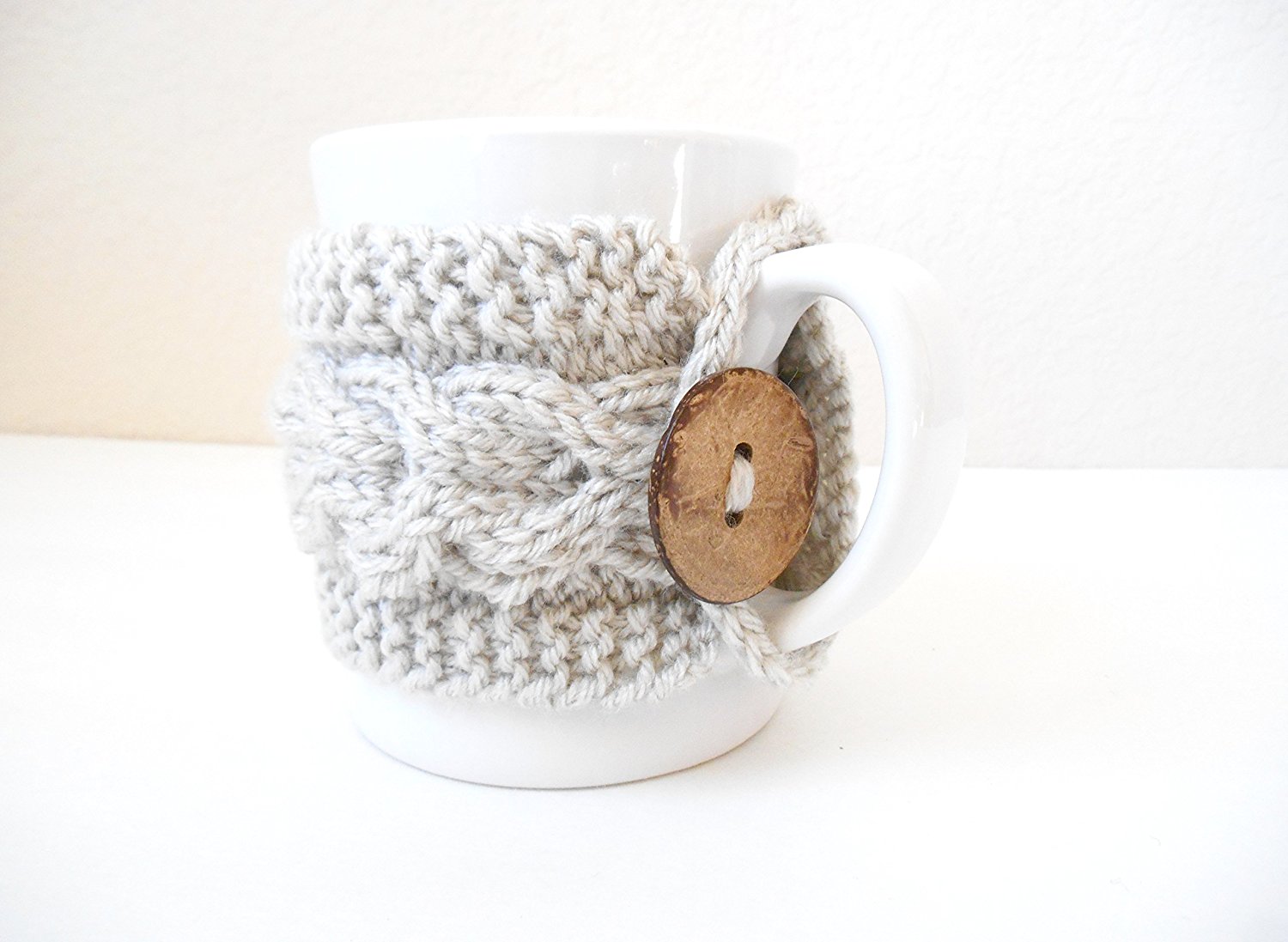 Hand Knit Cabled Mug Cozy free image download
