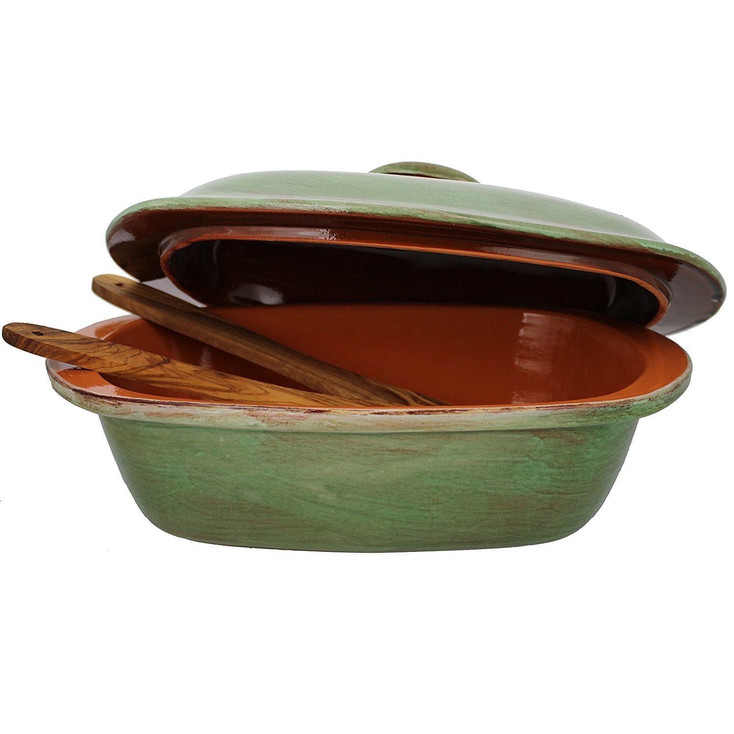French Home 3.75 quart Stoneware Roaster with Lid and a Set of 13 ...