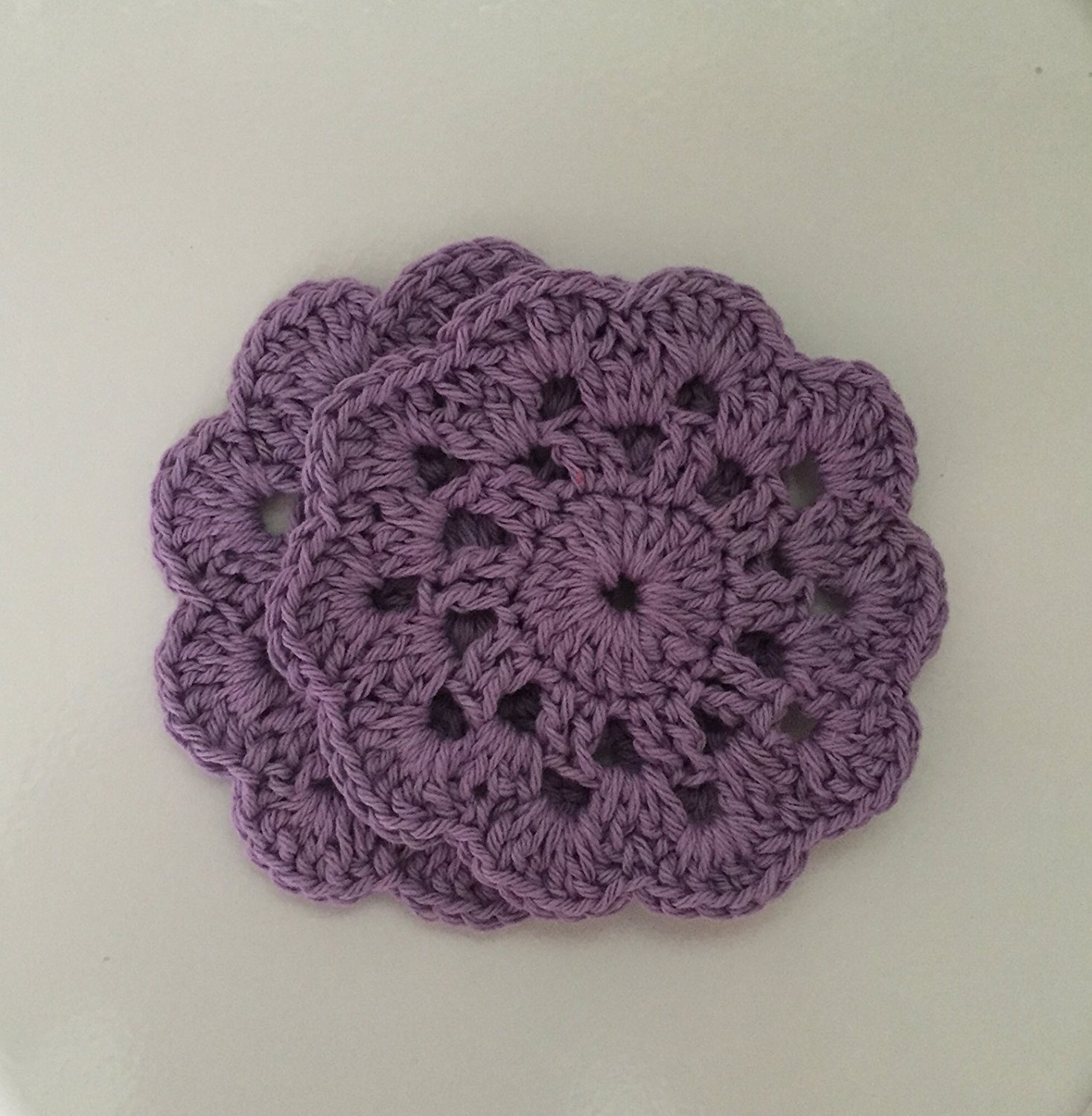 Crochet Purple Cotton Flower Coaster Set Of 2 free image download