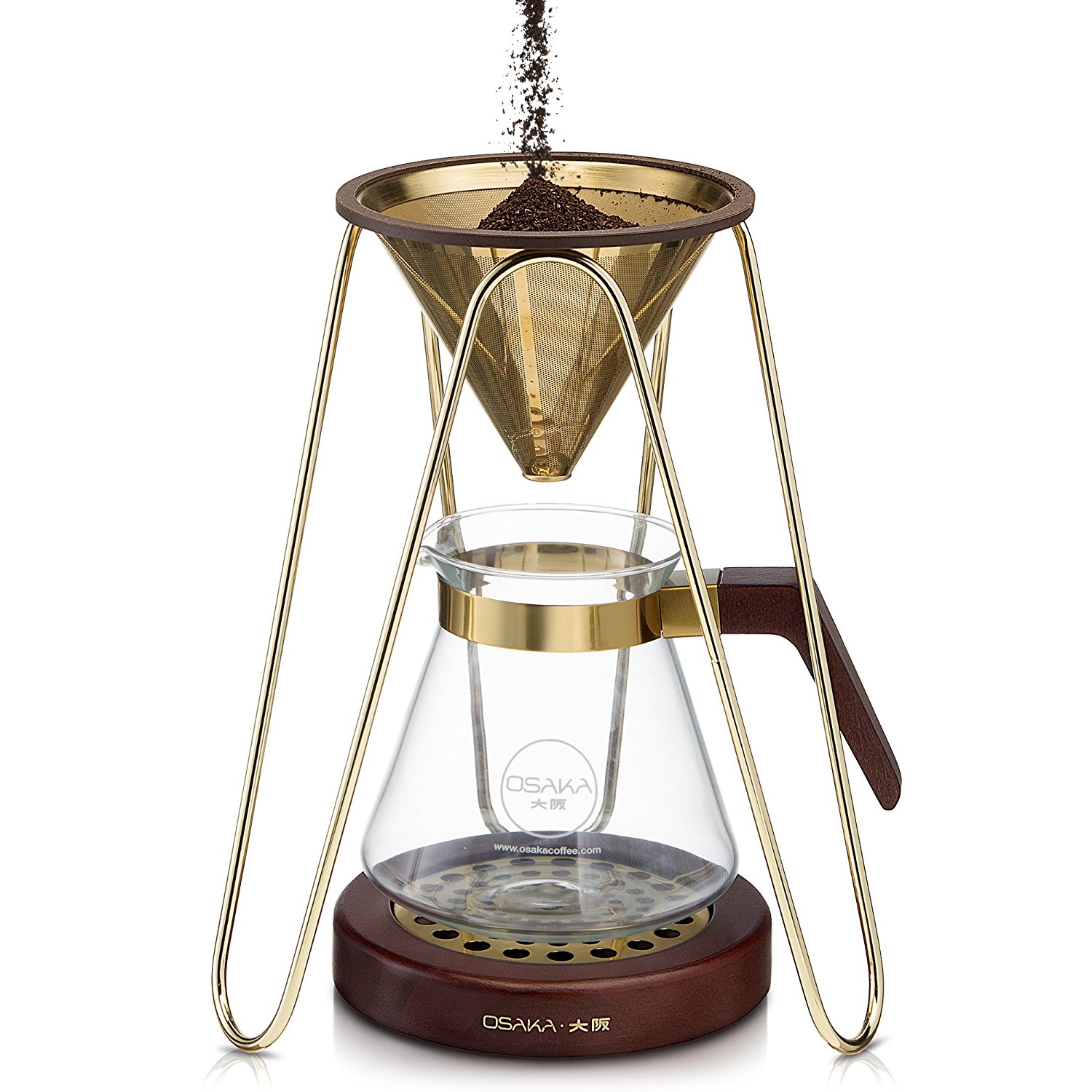 Osaka Tripod Pour-Over Station with Gold Filter - Full Brewing Station ...