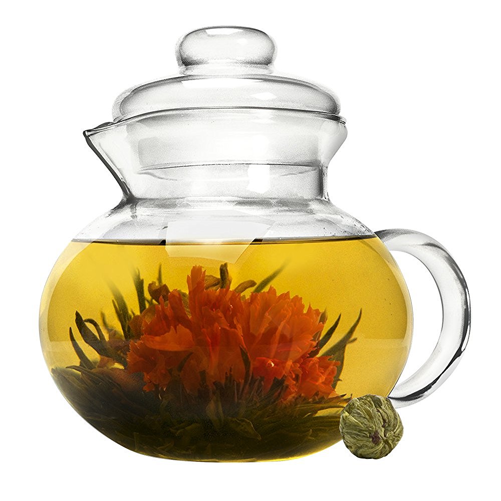 Primula Blossom Glass Teapot – Wide Mouthed Borosilicate Glass – 40 oz ...