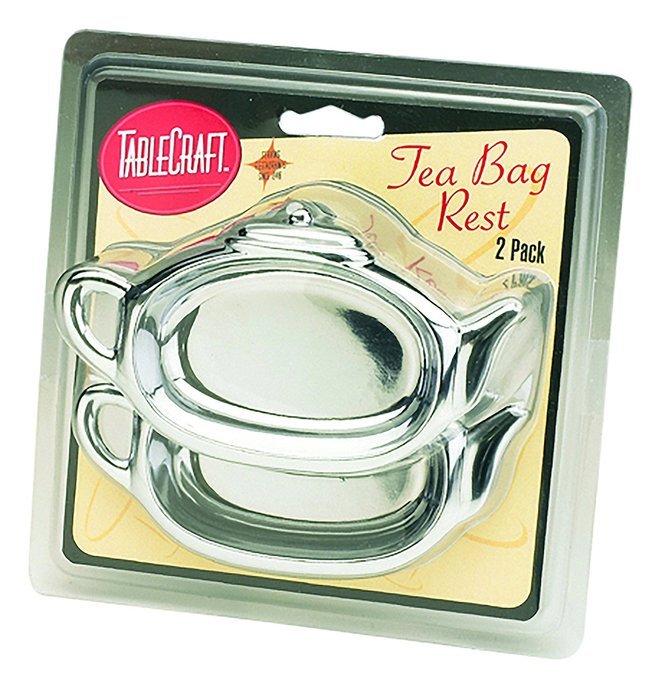 Tablecraft H1243 Tea Bag Rest (2 Pack), Small, Silver free image download