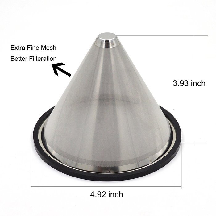 YC-Houseware Pour Over Coffee Filter Tiny Holes Stainless Steel Cone ...