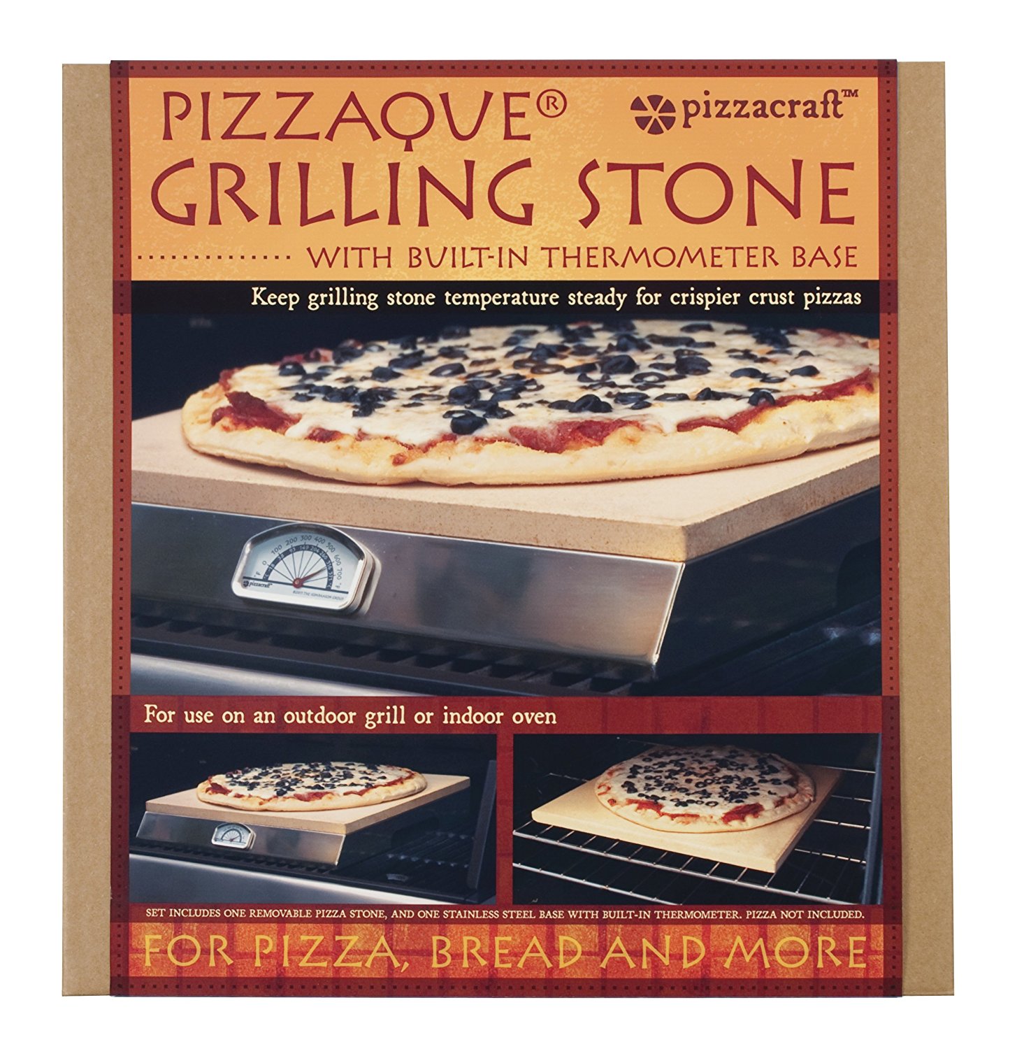 Pizzacraft Pizza Stone with Built-In Thermometer Base - PC0106 N2 free ...