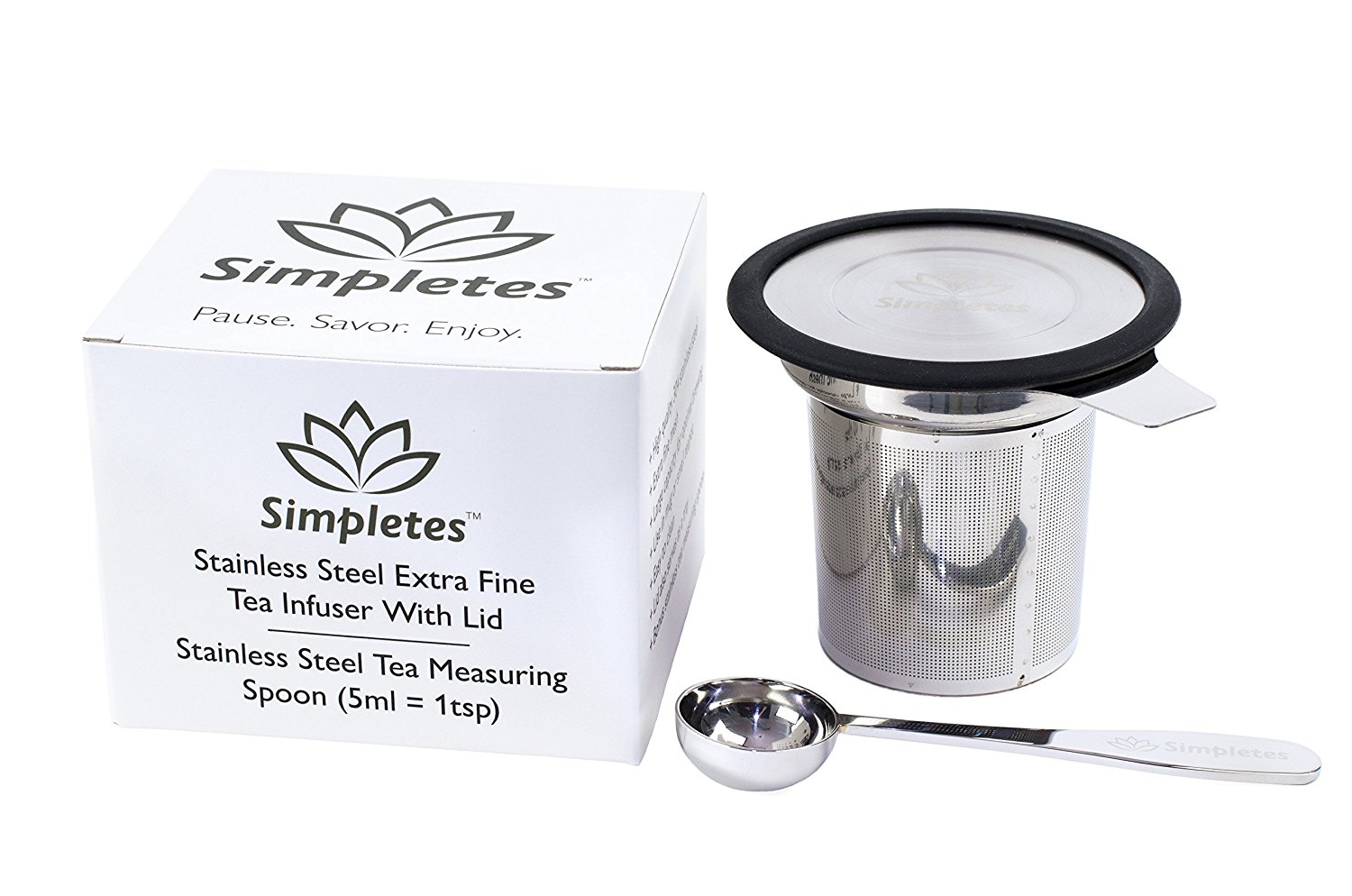 Stainless Steel Tea Infuser Strainer Steeper and Measuring Spoon Set by ...