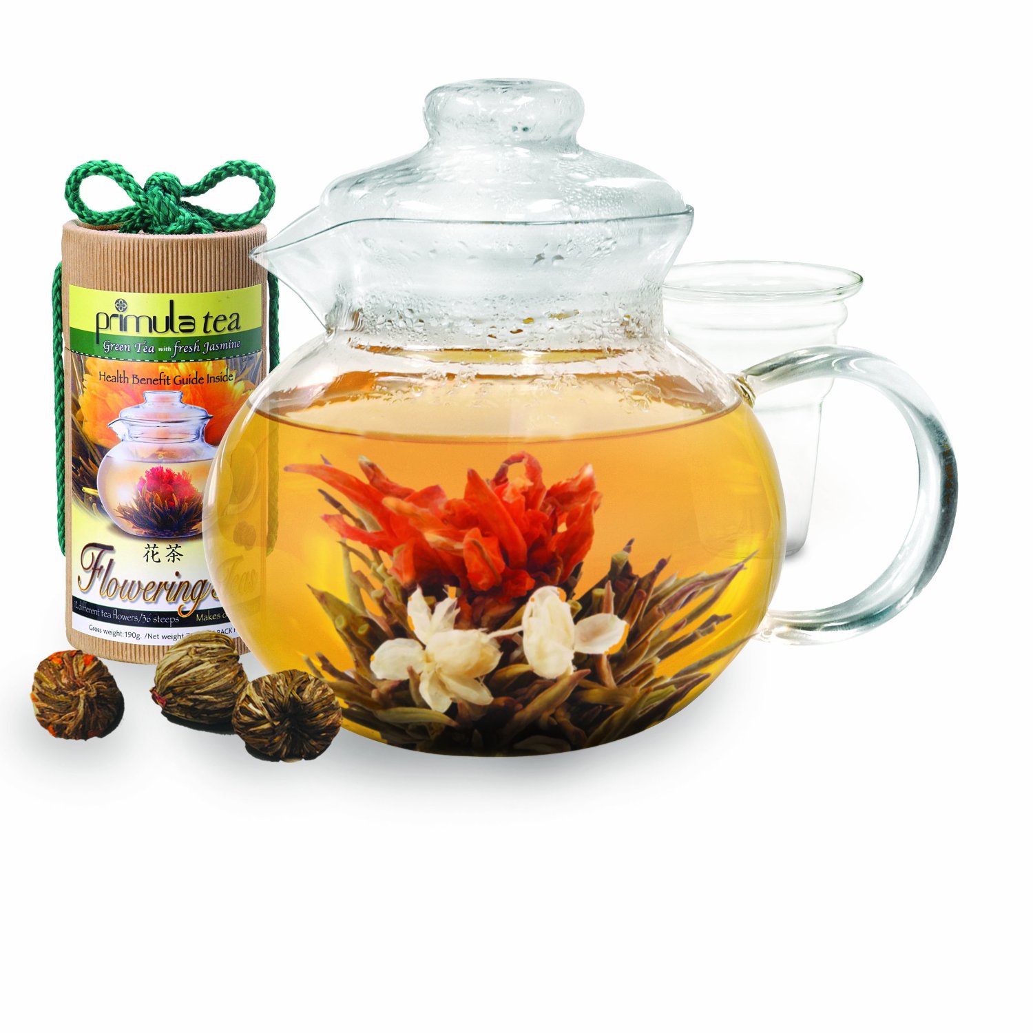 Primula Blossom Glass Teapot – Wide Mouthed Borosilicate Glass – 40 oz ...