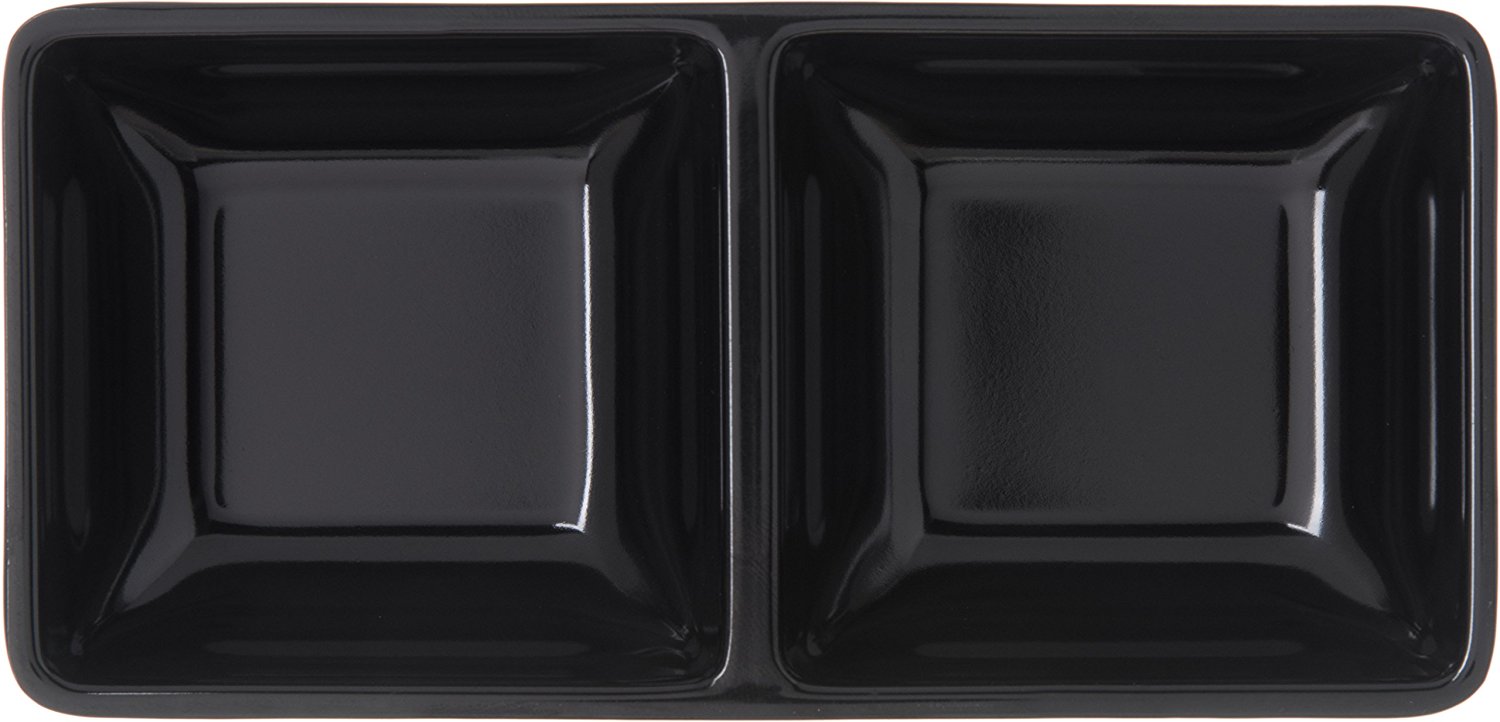 Carlisle 086203 Melamine Double Square Ramekin, 4-oz. Capacity, 5-3/4 x 2-3/4 x 1", Black (Case ...