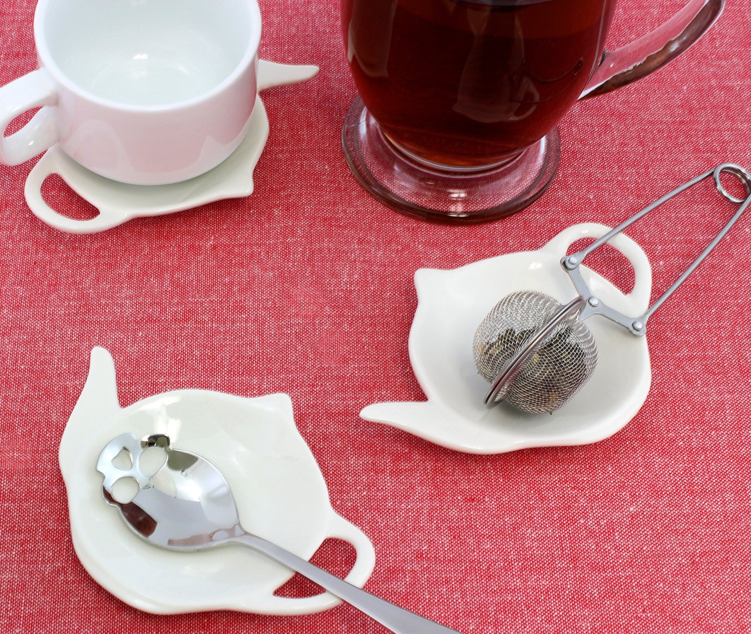 Blue Coasters VOSAREA 4-Piece Teapot Shaped Tea Bag Holders - Porcelain ...