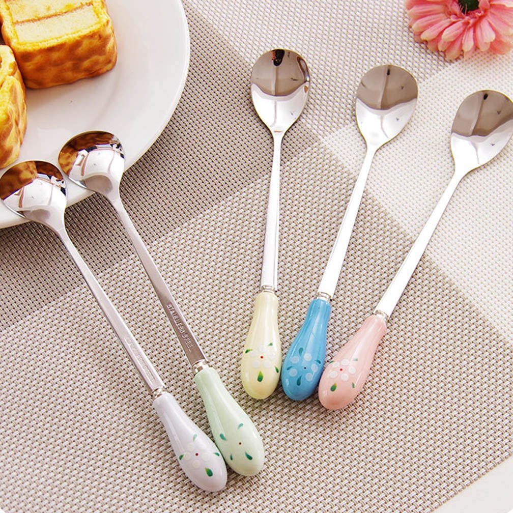 Ceramics Stainless Steel Tableware Creative 5-pieces Coffee Scoops ...