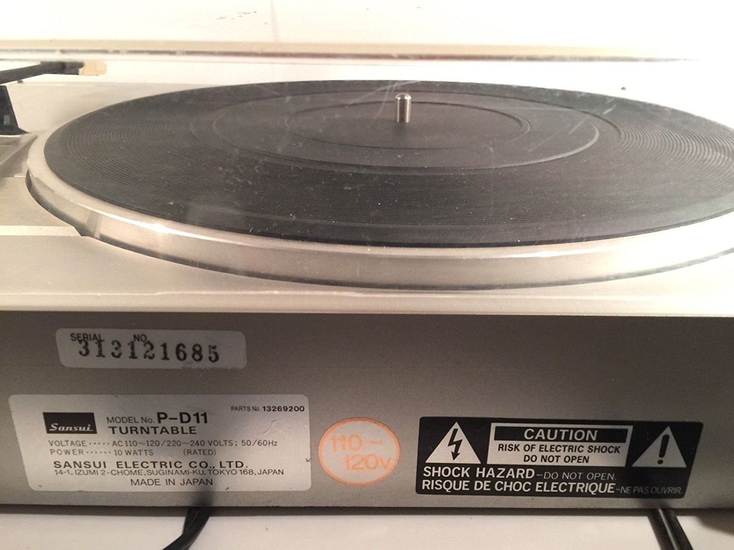 SANSUI Turntable Model P-D11 Vintage Record Player With Audio Technica ...