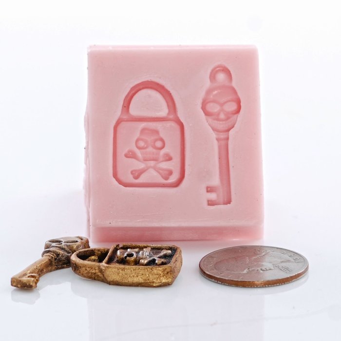 Miniature Skull and Cross Bones Lock and Key Silicone Mold Food Safe ...