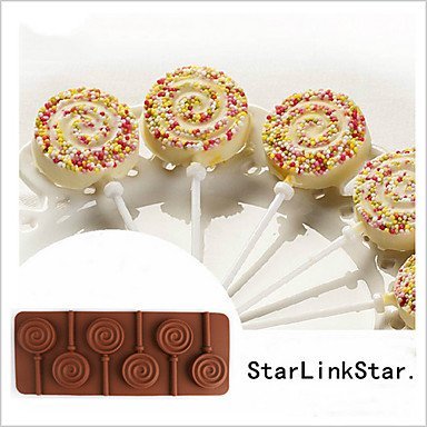 Y&XL&H 1pc 6 Holes Round Chocolate Lollipop Mold Lolly Pop Silicone ...
