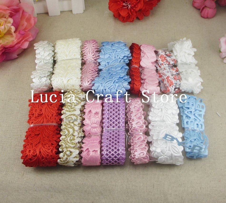 2x12yards/lot Random Lace Trim Embellishment Flower Ribbon Sewing Craft ...
