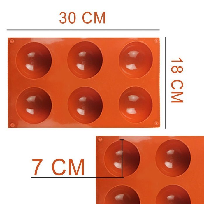 IC ICLOVER 6-Cavity Half Sphere Food Grade Silicone Mold Desserts ...