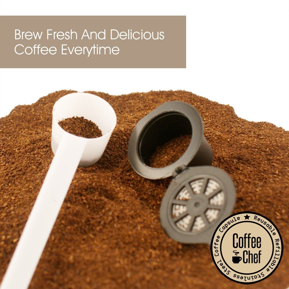 Coffee Chef (TM) 5 Pcs Refillable Reusable Nespresso Coffee Capsules ...