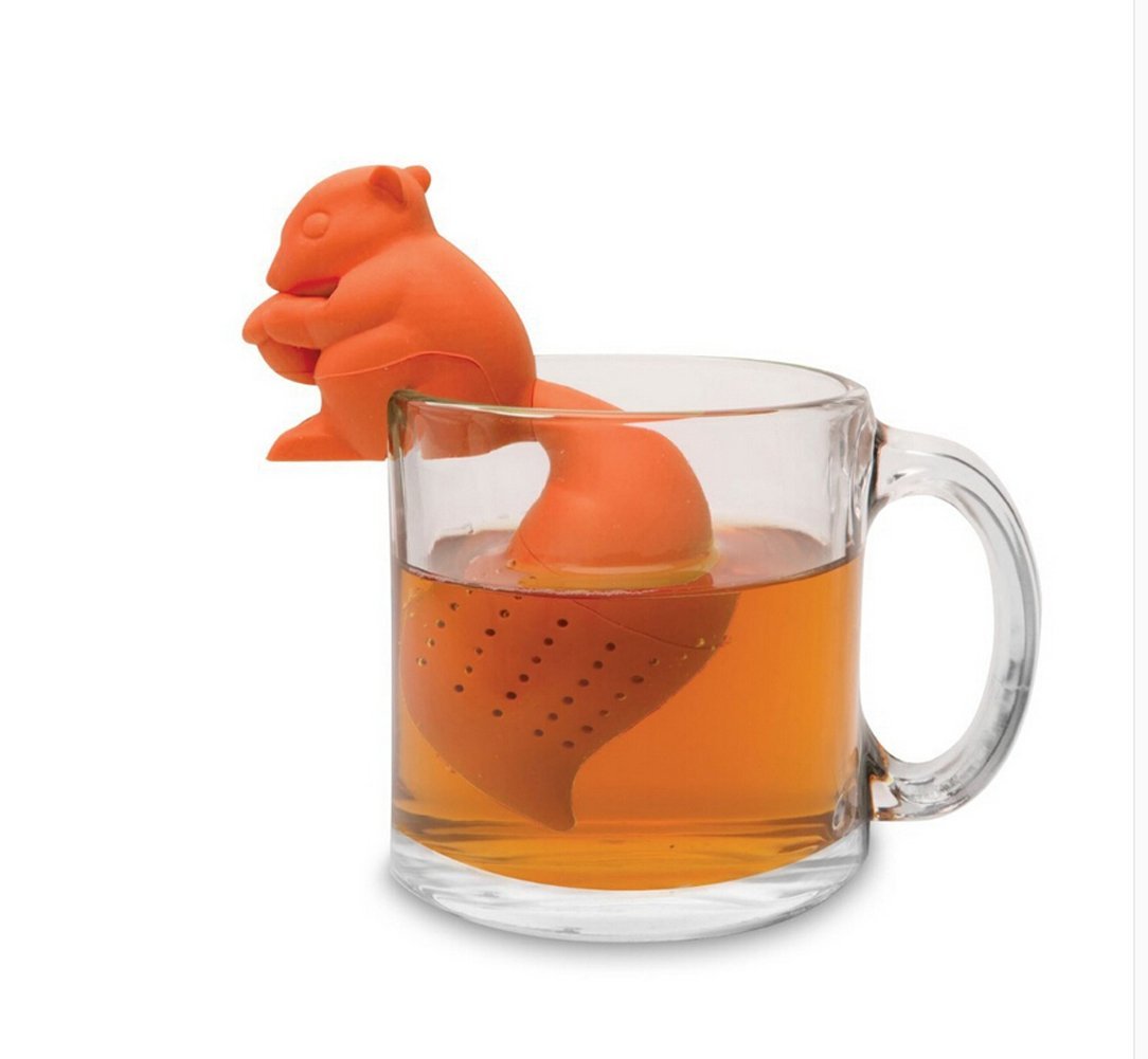Silicone Cute Squirrel Shape Tea Infuser Loose Leaf Silicone Strainer ...