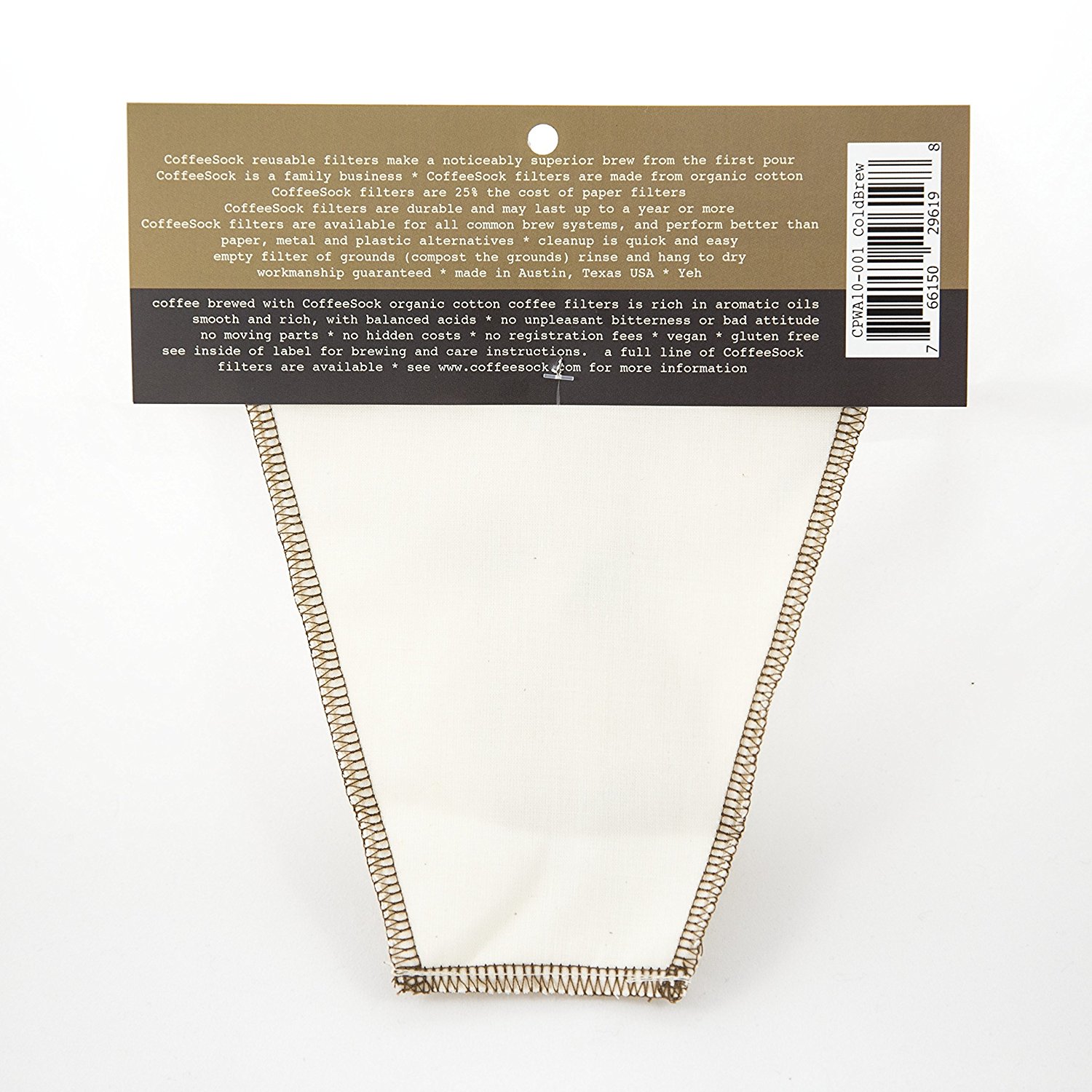 CoffeeSock ColdBrew Kit- Reusable Organic Cotton Filter and Jar (KIT32 ...