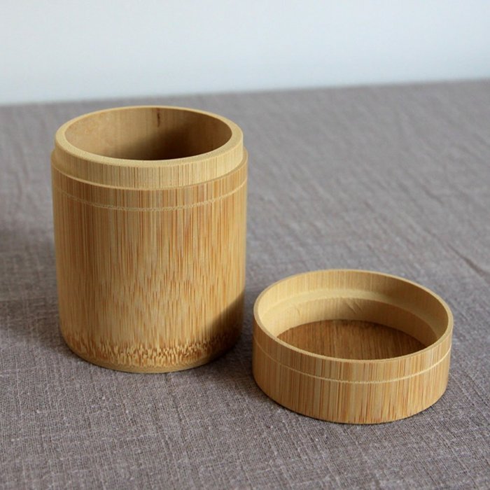 XDOBO Mini Natural Handmade Bamboo Tea Tin Container Seal Spice, Coffee ...