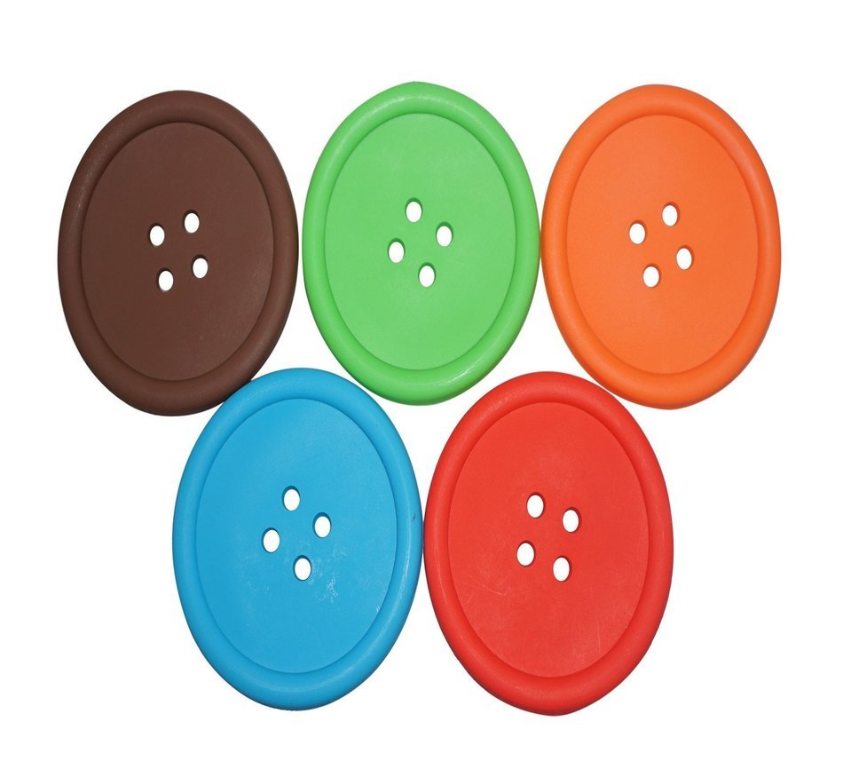 Bilipala Silicone Coasters with Button Shaped, Set of 5 Colors free ...