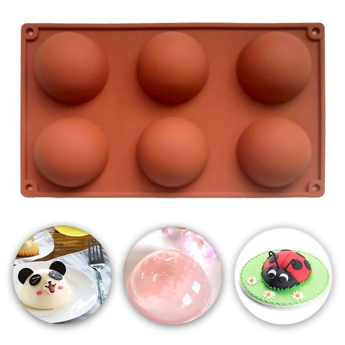 IC ICLOVER 6-Cavity Half Sphere Food Grade Silicone Mold Desserts ...