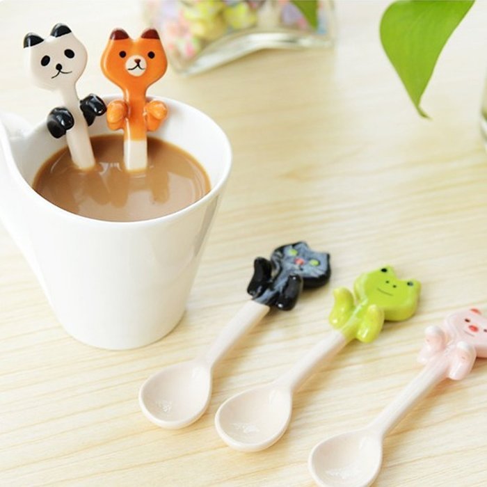 Coffee Scoops Novelty Funny Animal Ceramic Tableware Coffee Spoons ...