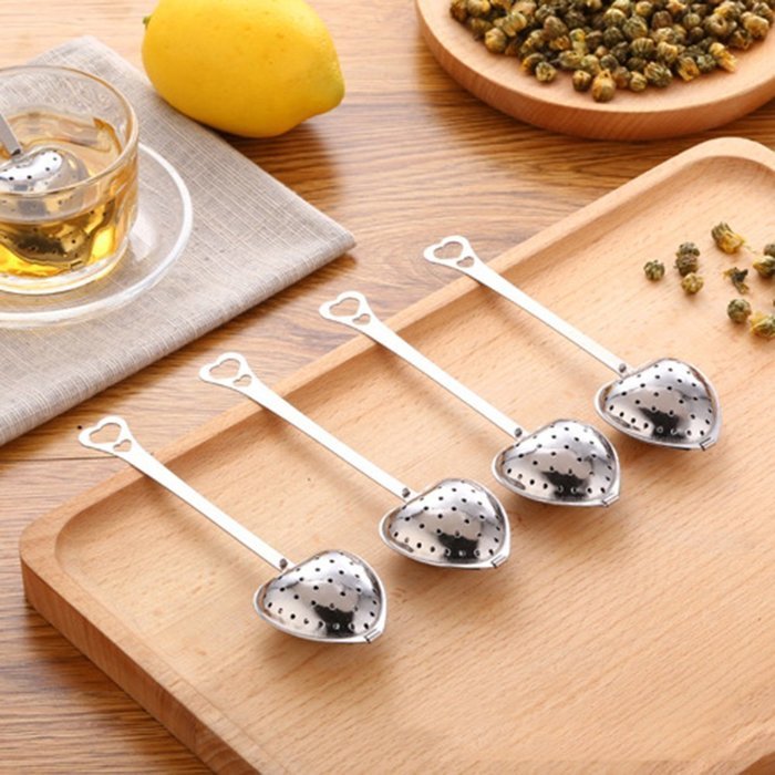Tea Filter Long Grip Stainless Steel Mesh Heart Shaped Tea Strainer ...