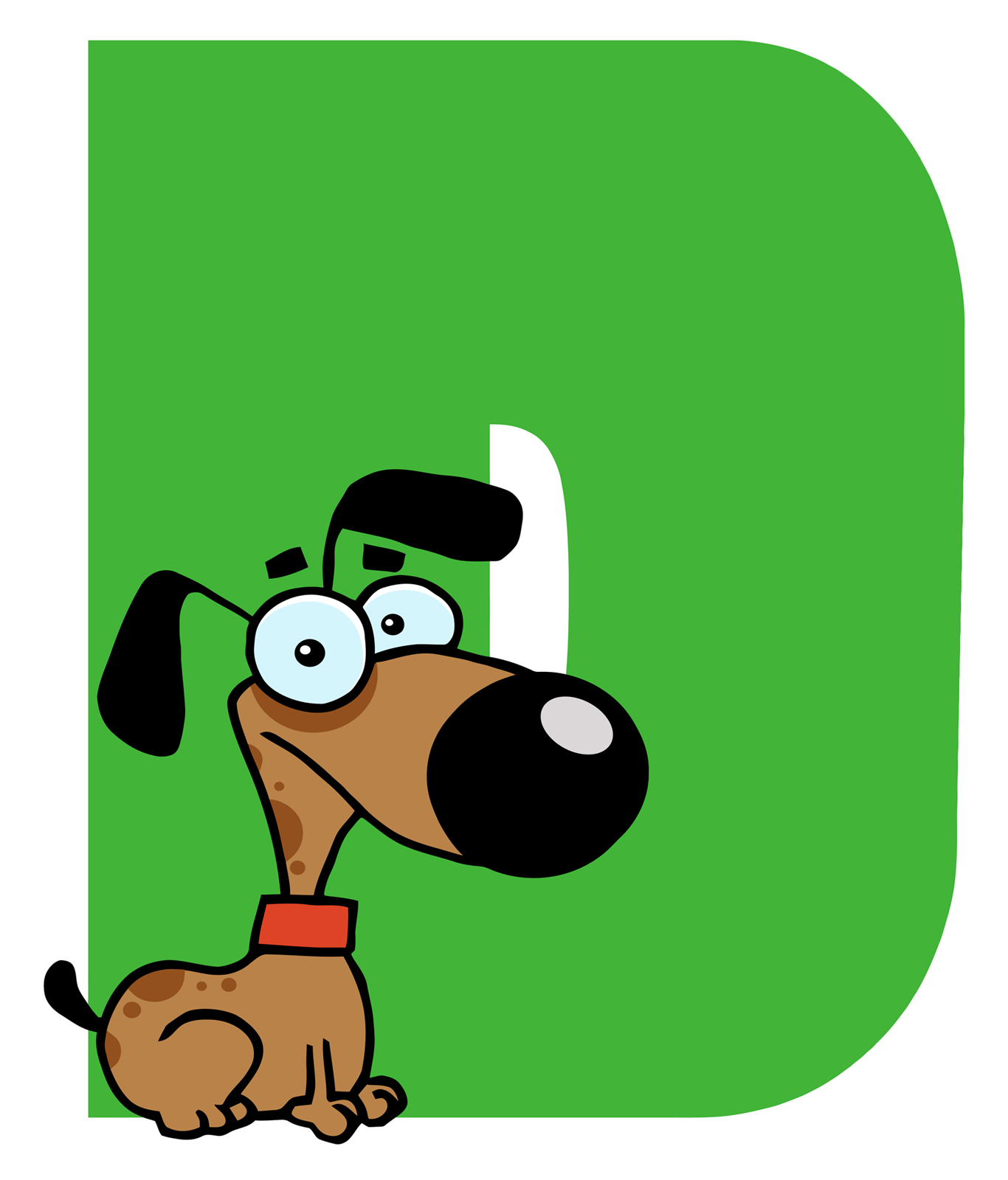 Cartoon dog at Letter D free image download