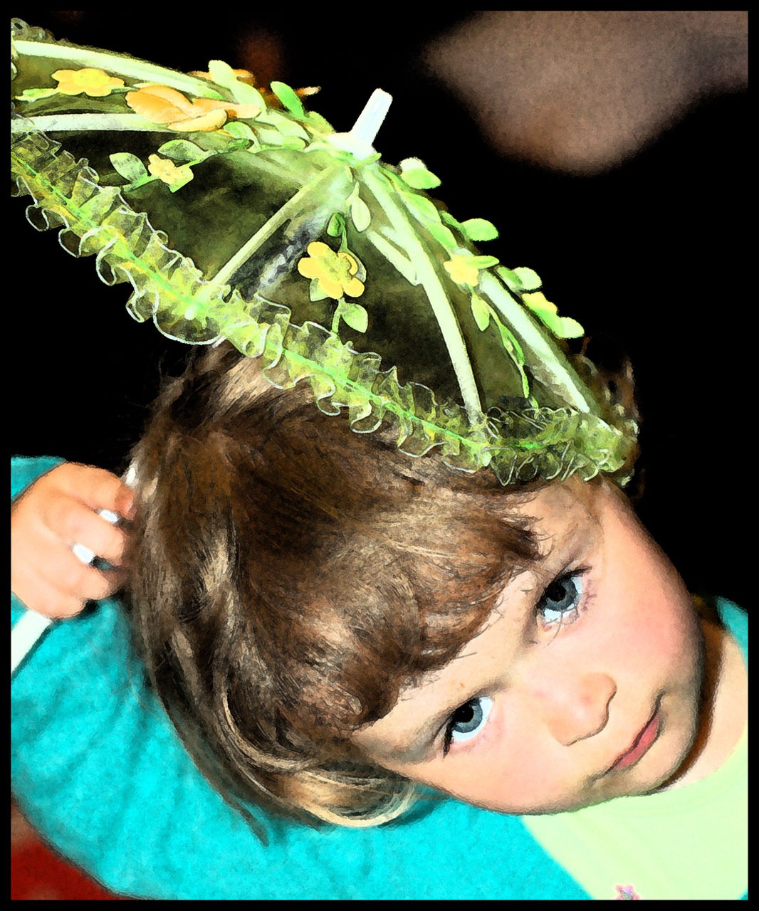 Girl little child parasol green free image download
