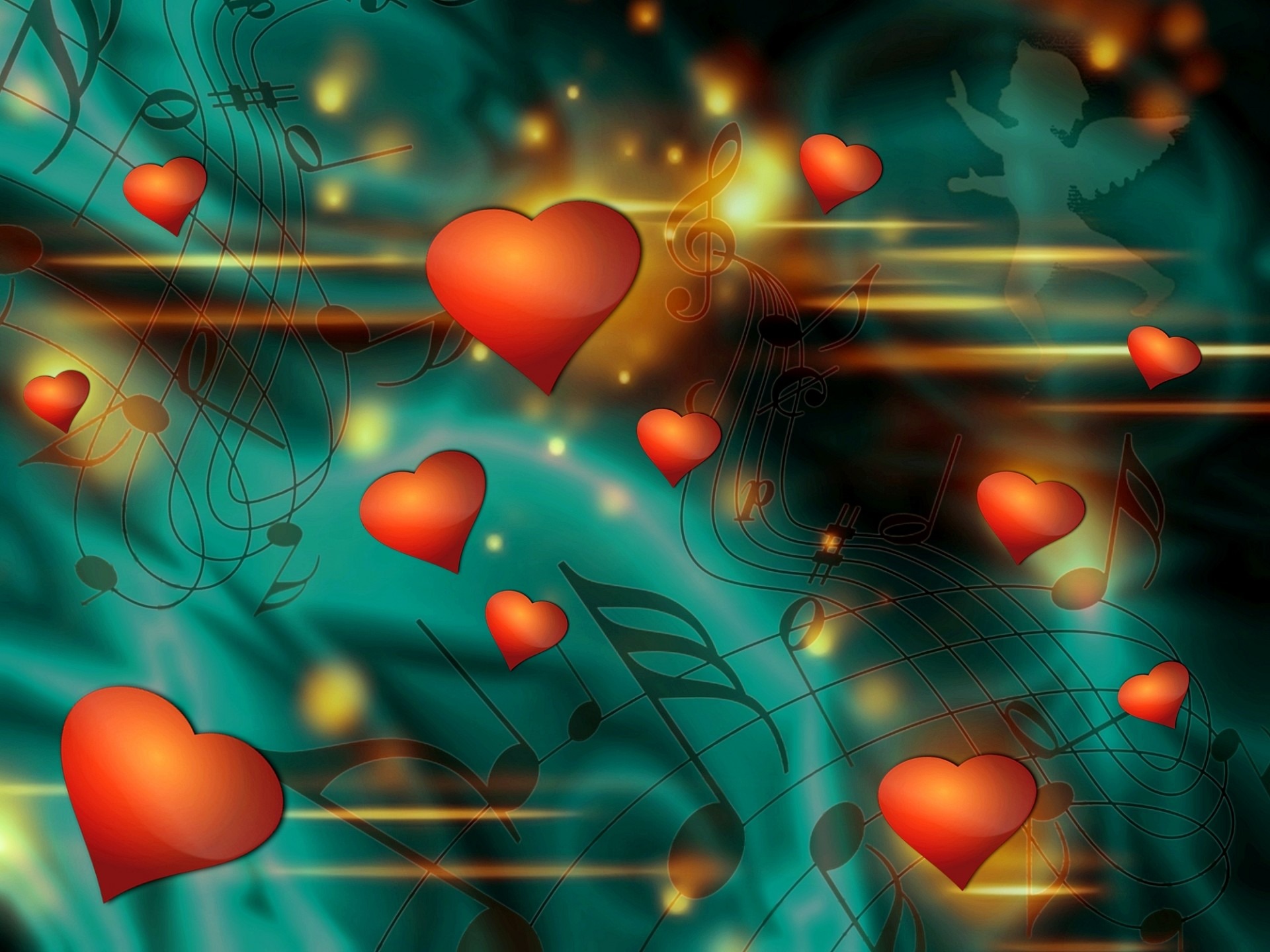 Lovey background with heart and music free image download