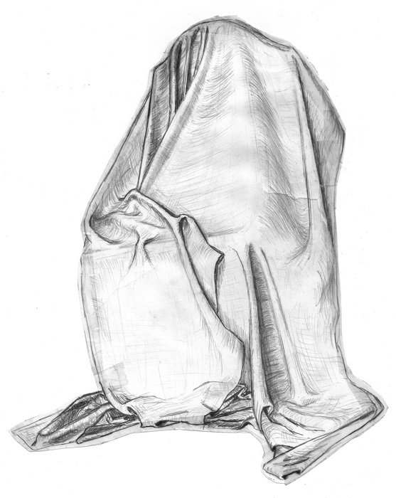Fabric with folds, pencil drawing free image download