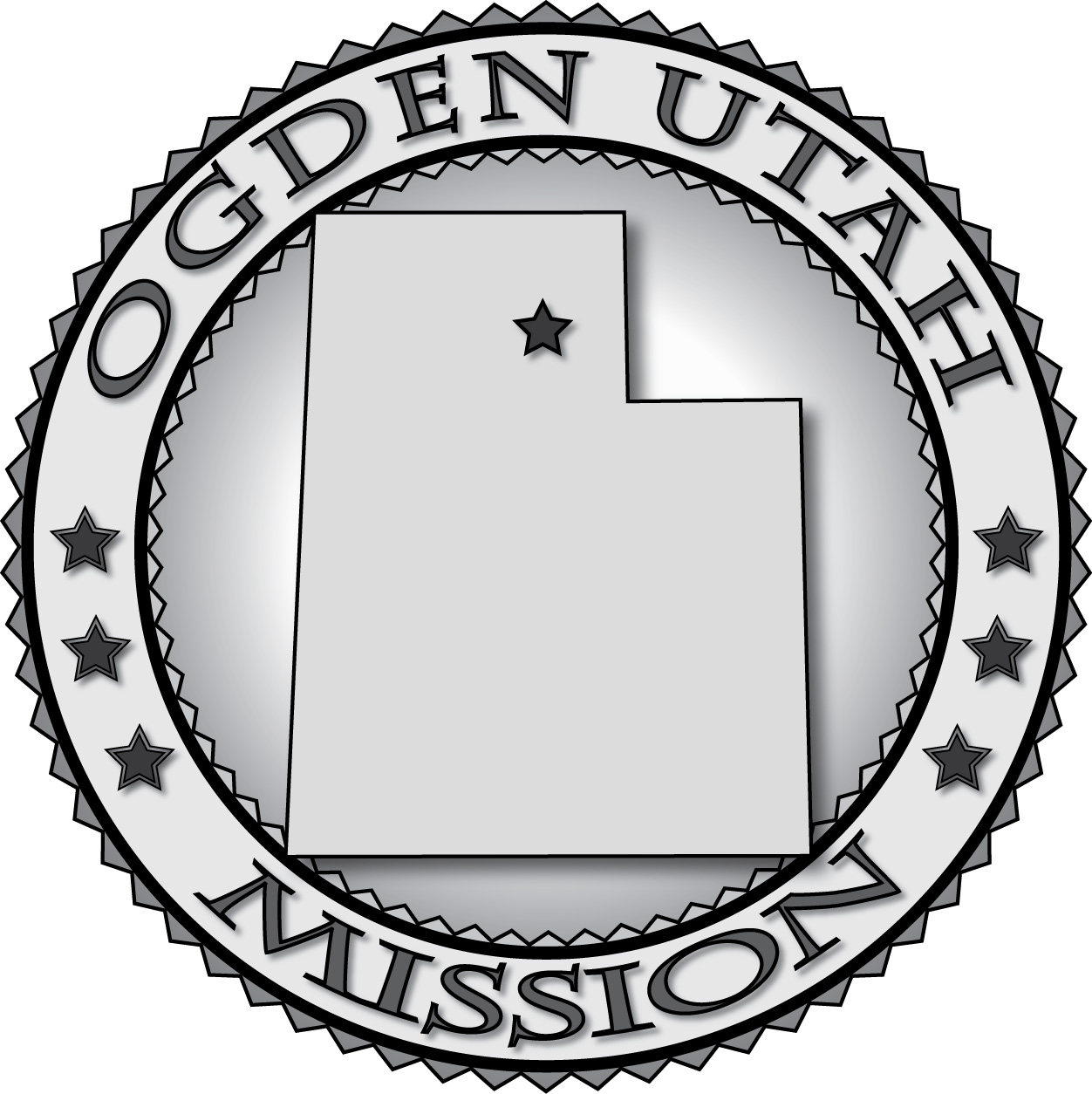 Ogden utah mission, greyscale round emblem free image download
