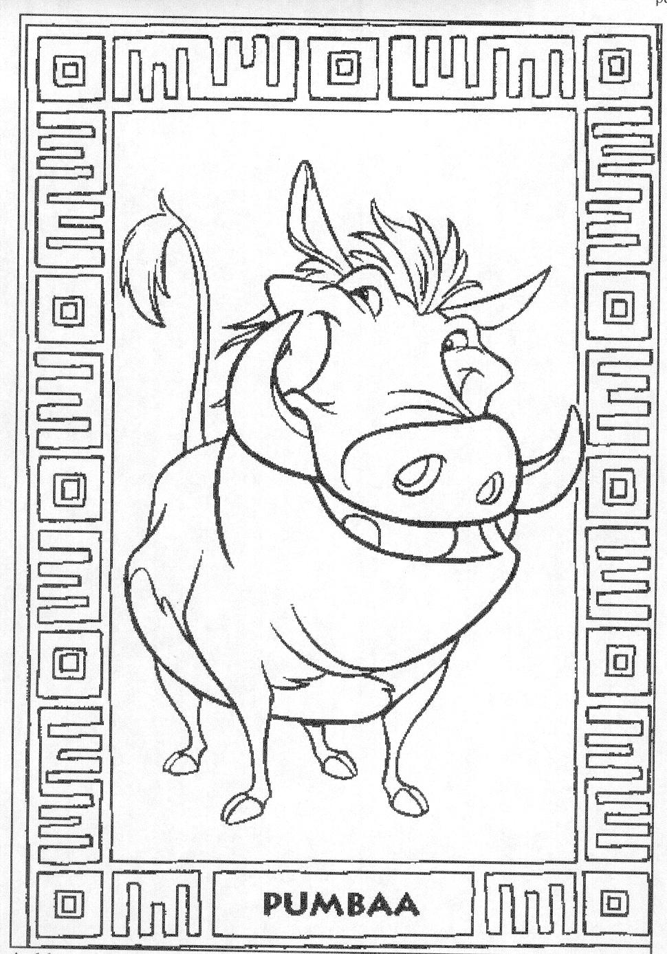 Coloring page with Pumbaa free image download